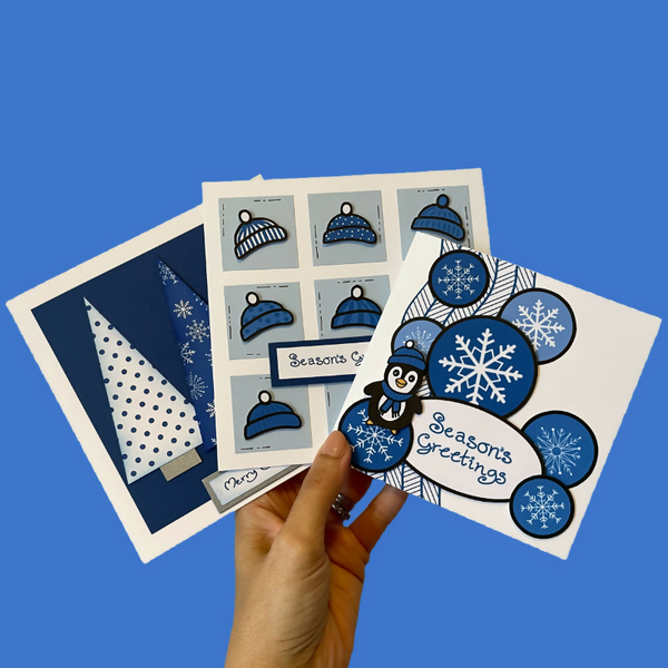 Della by Design Blue Bobble Hats Christmas Card Making Kit ...